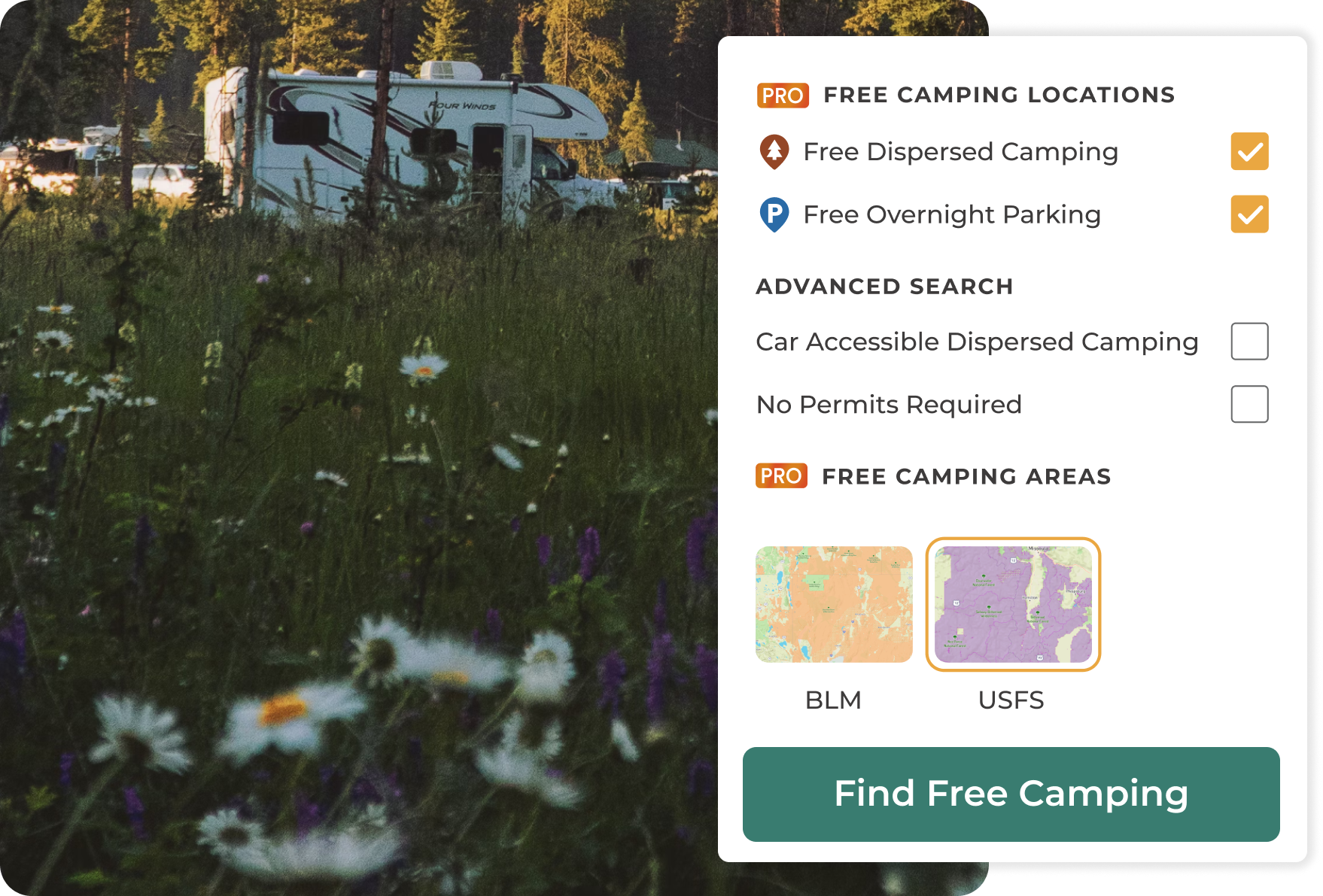 The Dyrt PRO: Camping maps, discounts & reservations at sold-out sites